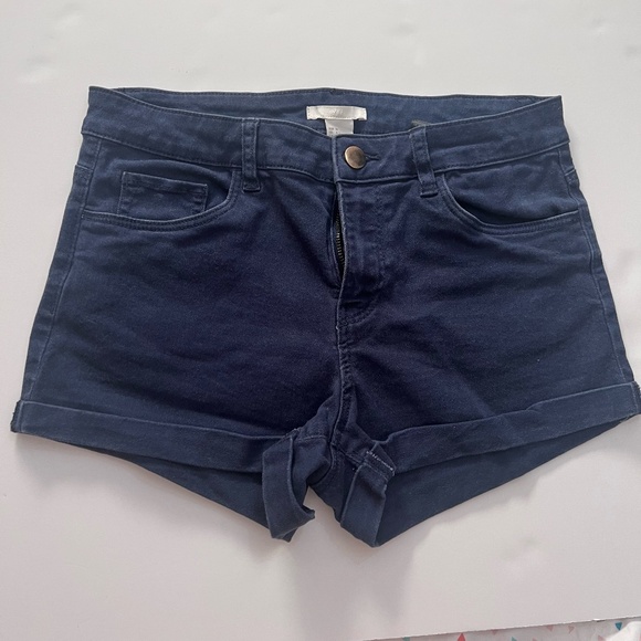 H&M | Shorts | Hm Womens Navy Blue Stretch 5 Pocket Cuffed Mini Short ...